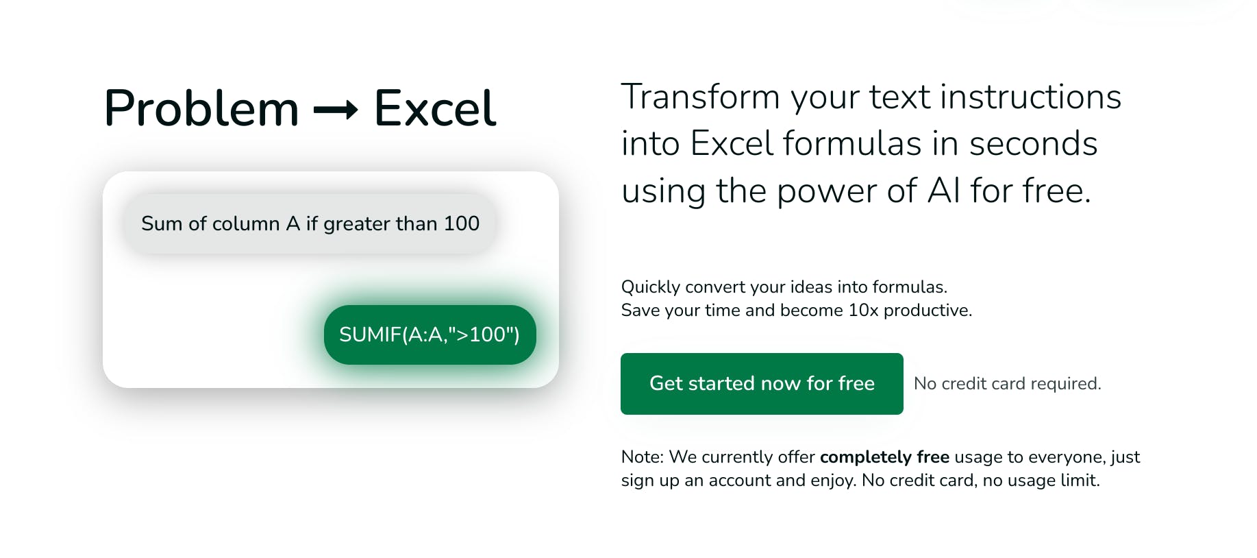 Excel Formularizer - Convert your ideas into Excel formulas. A perfect Excel formula generator.